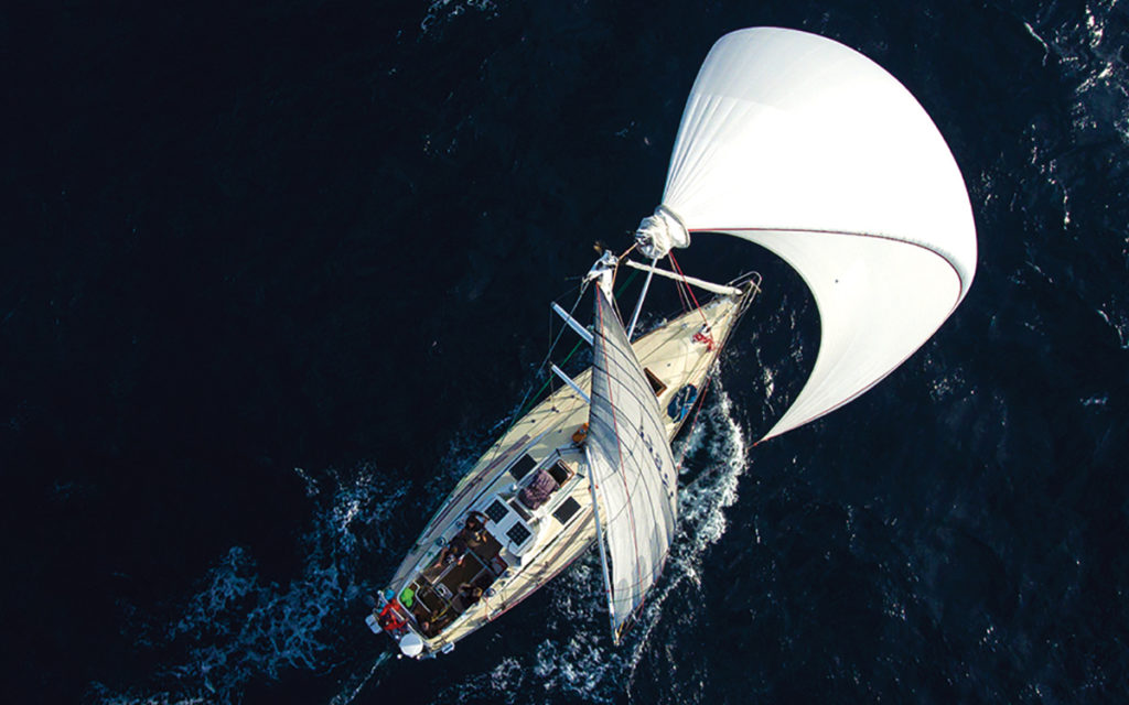 Drone Over Sailboat - Kingman Yacht Center
